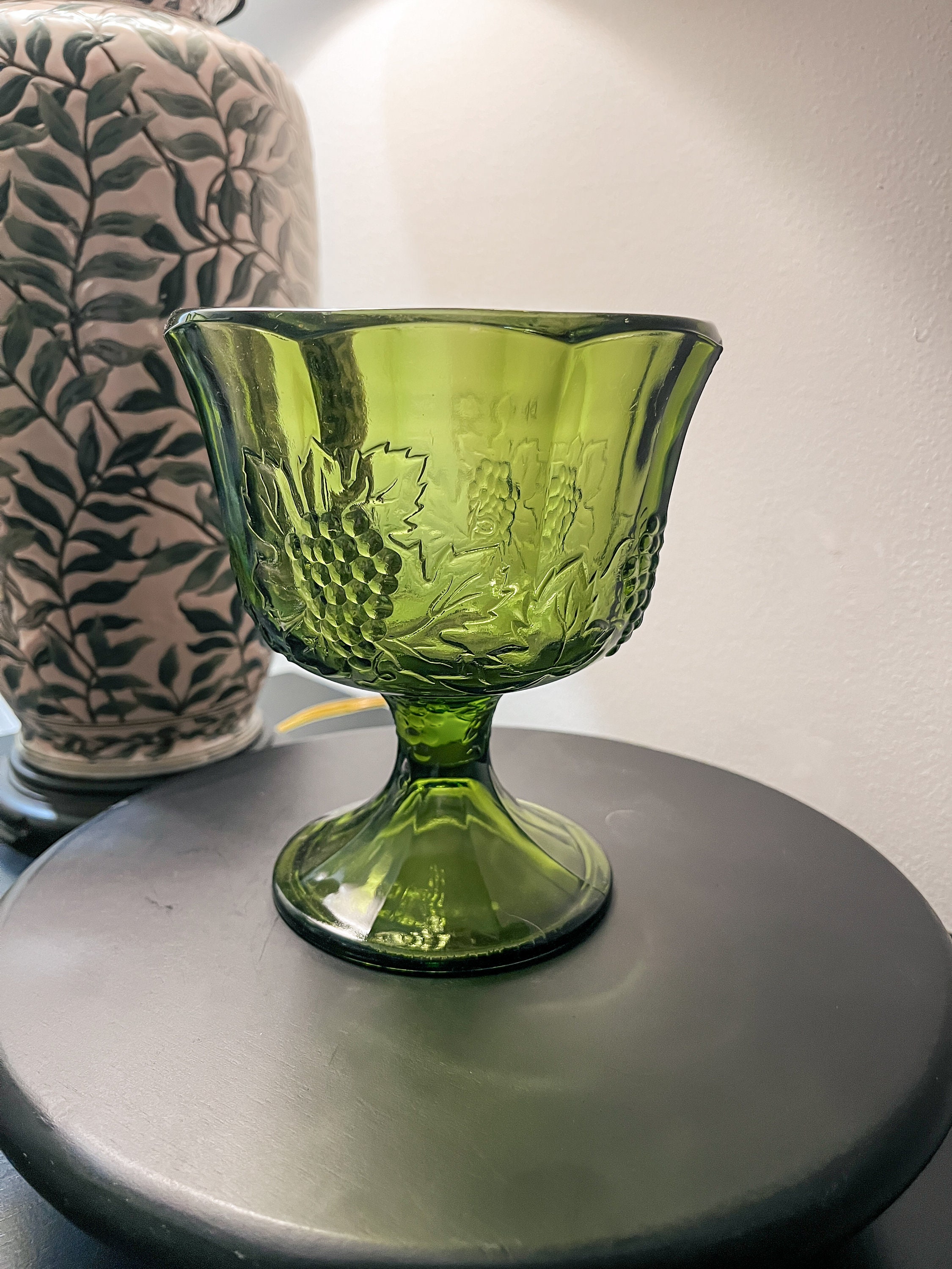 Indiana Glass Colony Harvest Green Grape Pattern Compote (5 Available ...