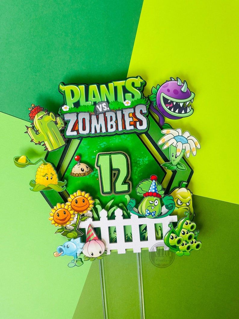 Plants Vs Zombies Cake Topper Gamer Cake Topper - Etsy