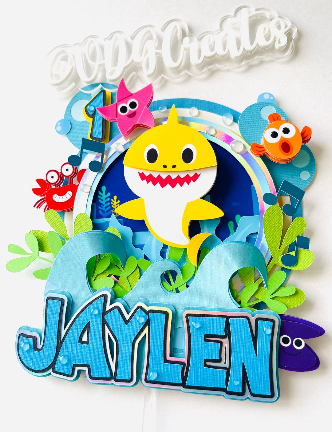 Baby Shark Cake Topper Baby Shark Shaker Topper - Etsy