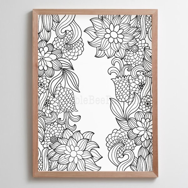 Flower Border Coloring Page - Etsy