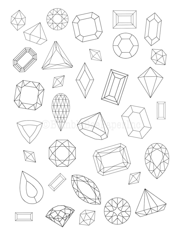 Gemstones Coloring Page/wall Art | Etsy