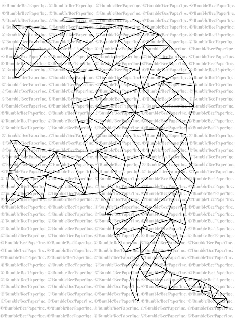 Geometric Elephant Coloring Page and Wall Art - Etsy
