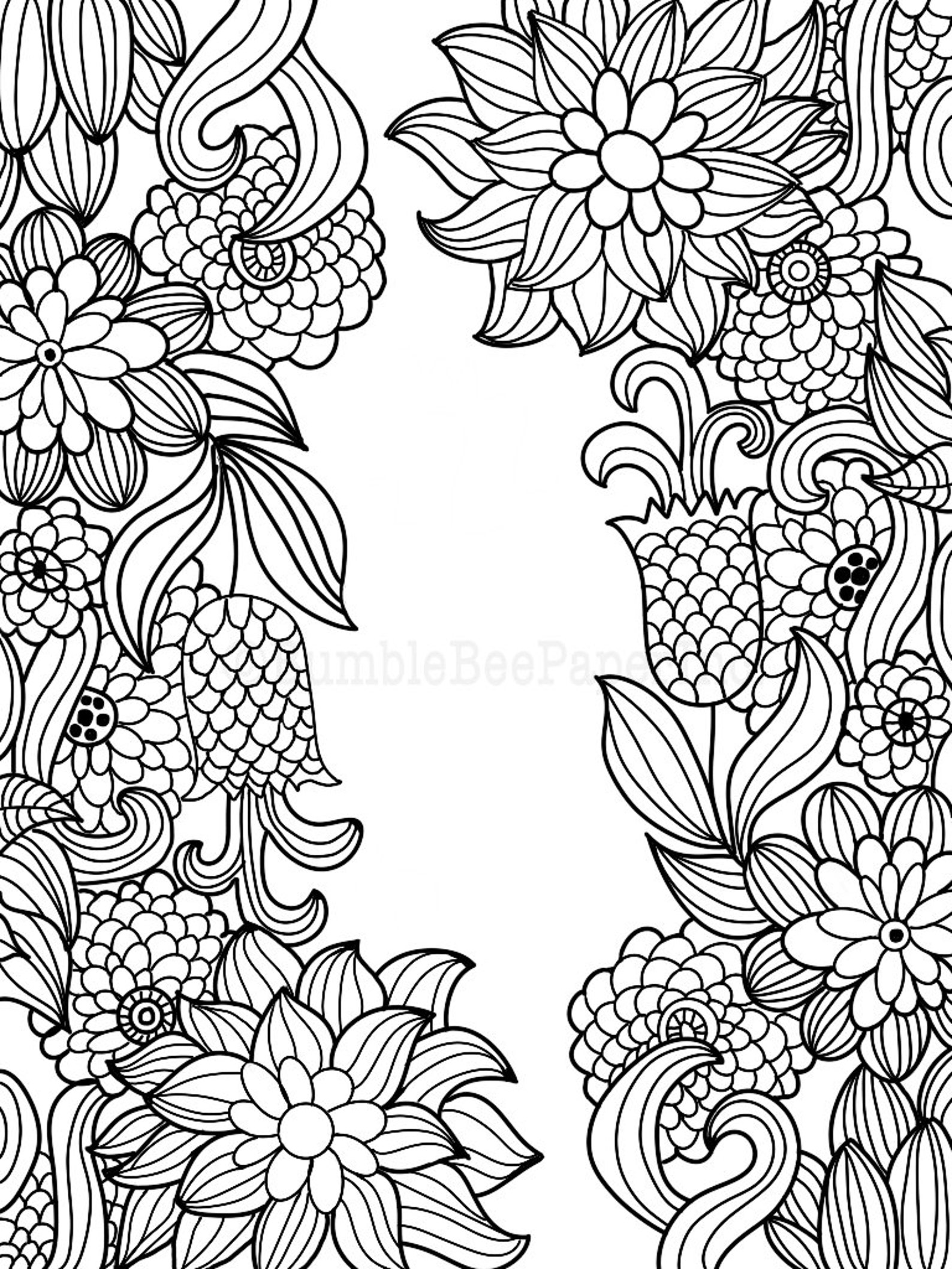 Flower Border Coloring Page/wall Art - Etsy