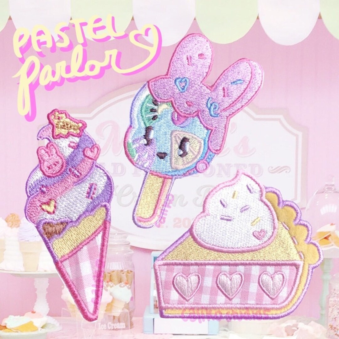 SET OF 3 / Pastel Parlor Embroidered Dessert Brooches / Kawaii Patch ...