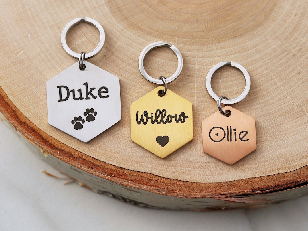 Hexagon Pet Tag • Dog Name Tag • Custom Dog Tag • Personalized Tag ...