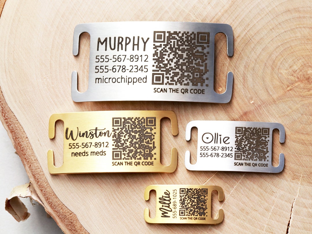Quiet Dog Tag With QR Code to Scan Custom Engraved Silent QR Code Pet ...