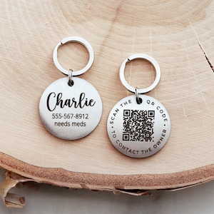 Dog Tag With QR Code Custom Pet Tag Personalized Unique QR Code for ...