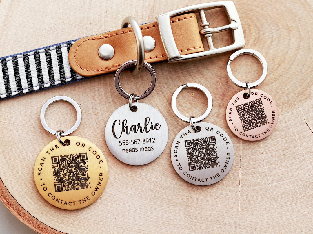 Dog Tag With QR Code Custom Pet Tag Personalized Unique QR Code for ...