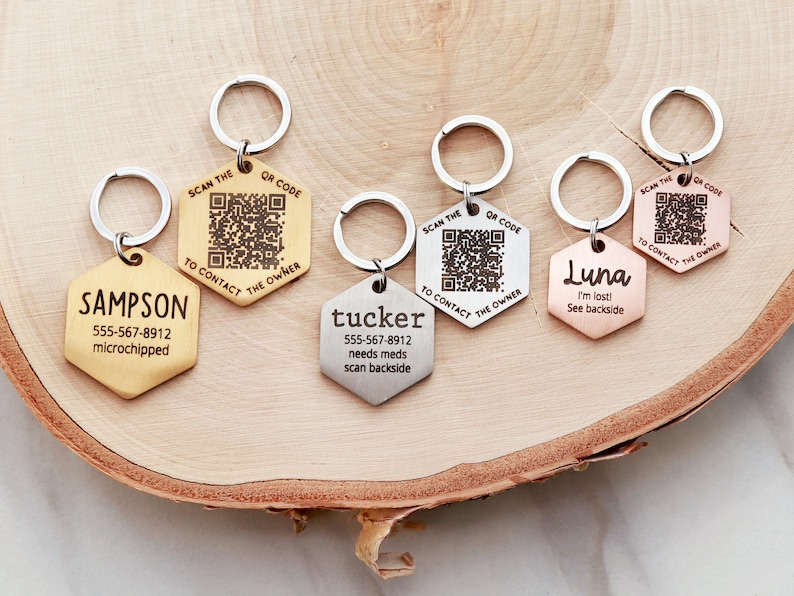 QR Code Dog Tag • QR Code Pet Tag • QR Dog Tag Id • Scannable Cat Tag ...