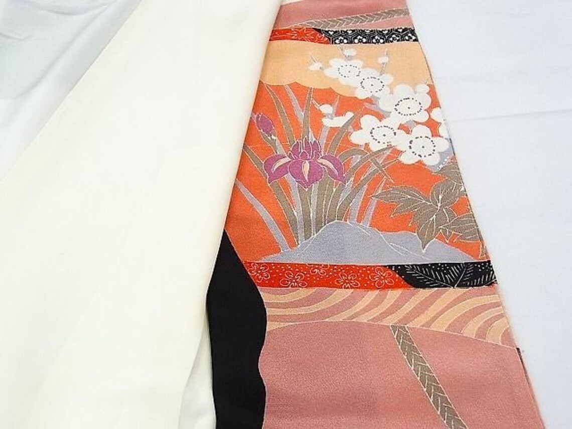 TO002, Vintage Kuro-tomesode, Kimono Length 157cm, Juni-hitoe, Black ...