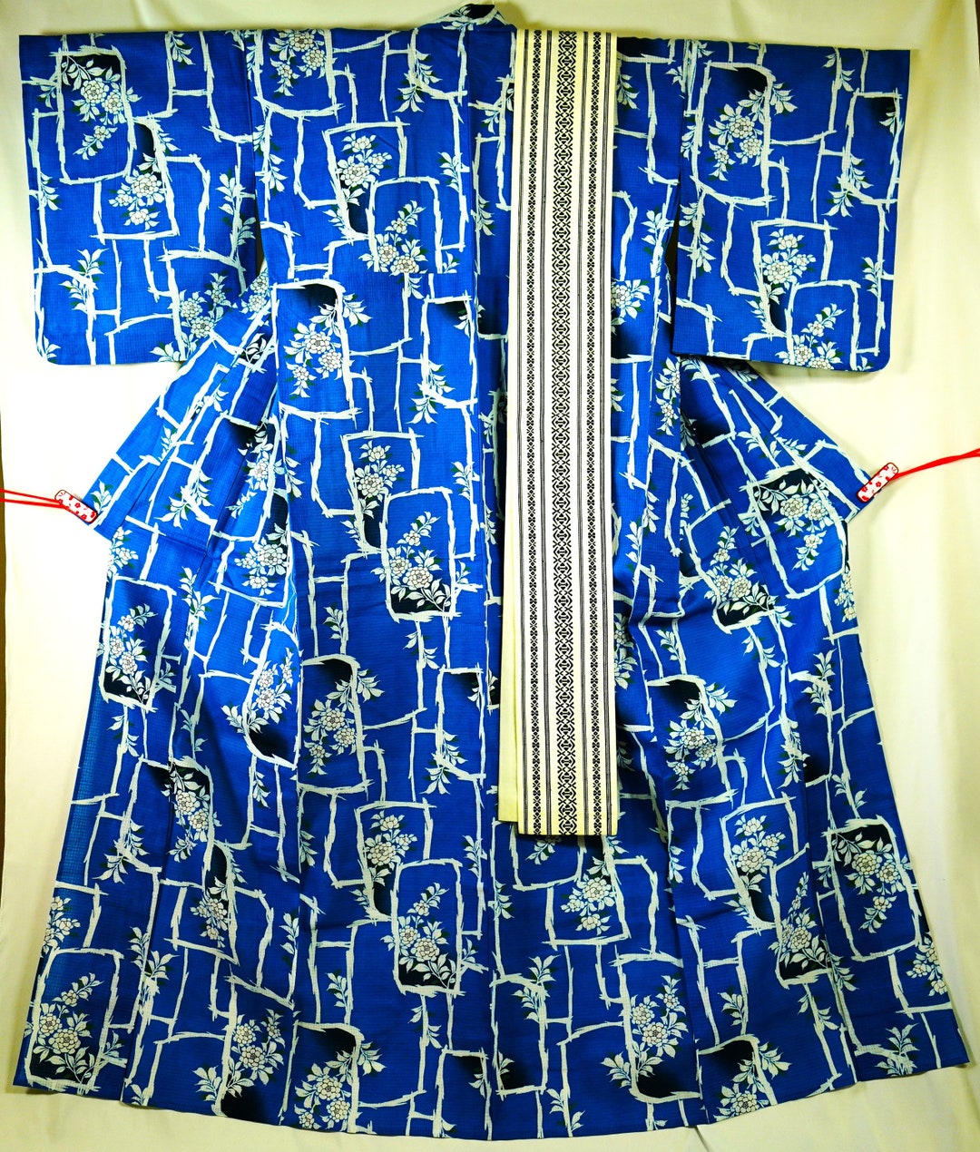 SYU002, Vintage Yukata and Half Width Obi, Japanese Summer Yukata ...