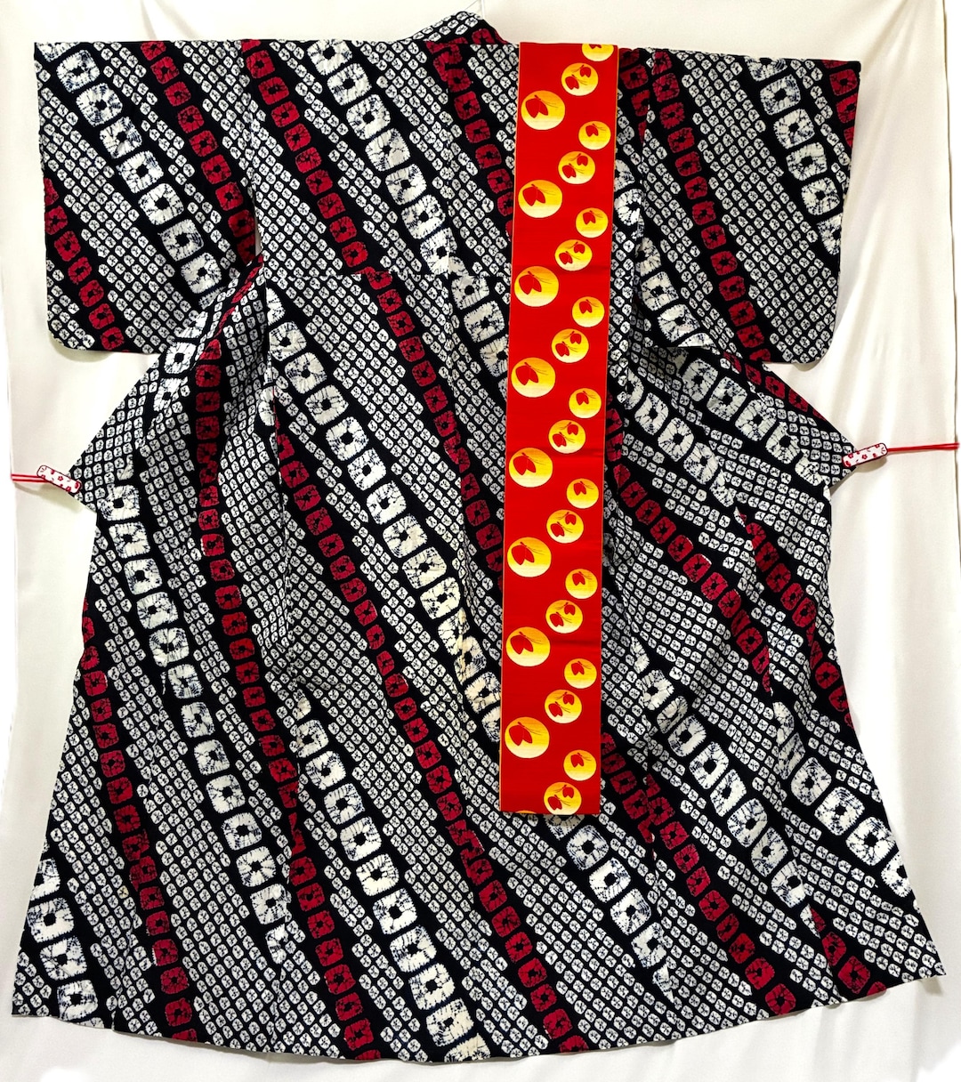SYU003, RARE, Vintage Arimatsu Yukata and Half Width Obi, Japanese ...