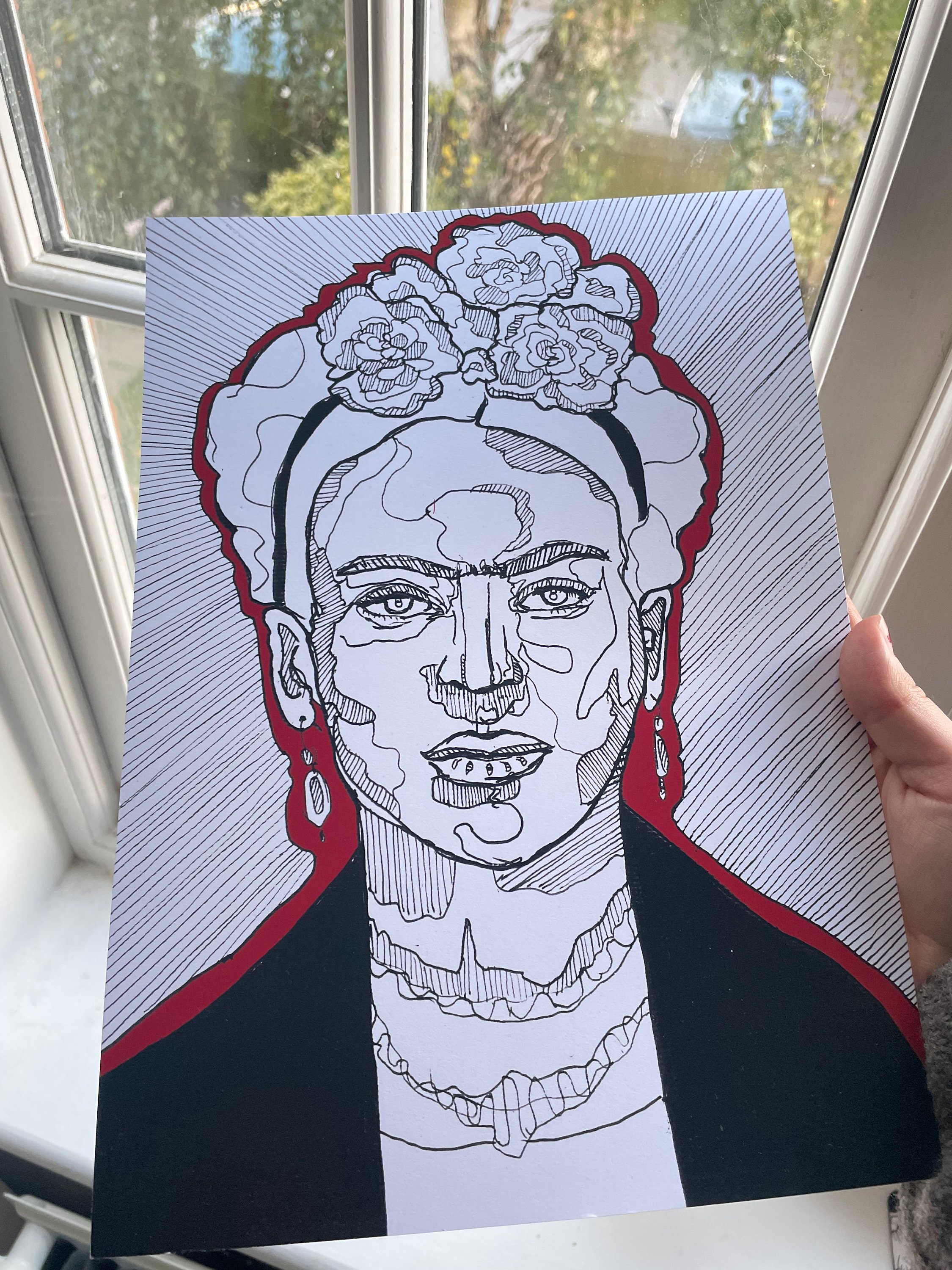 Frida Kahlo Drawing Illustration Print Black Line Drawing - Etsy