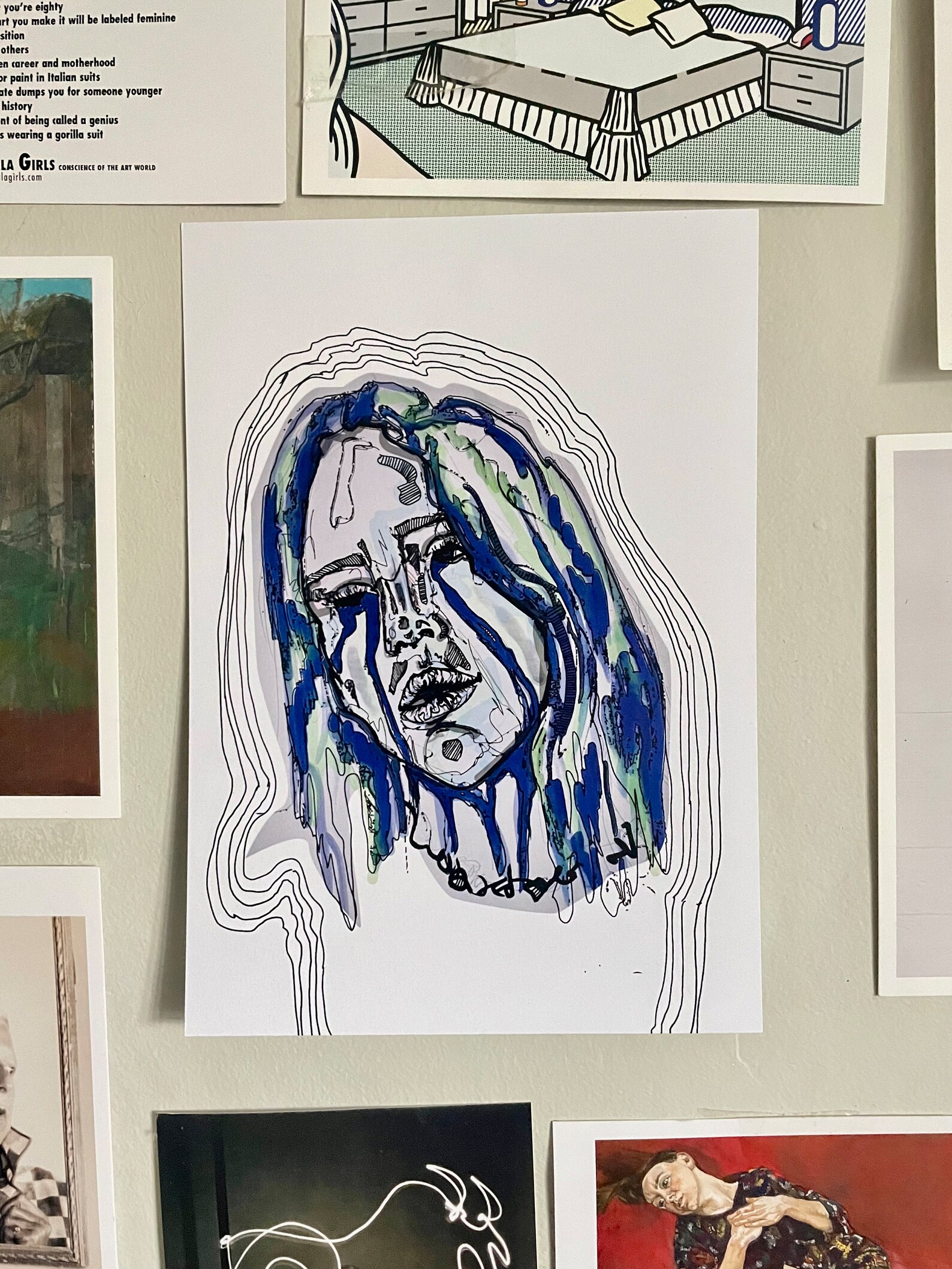 A5 Billie Eilish Art Print, Hand Drawn Digital Print, Abstract, Blue - Etsy