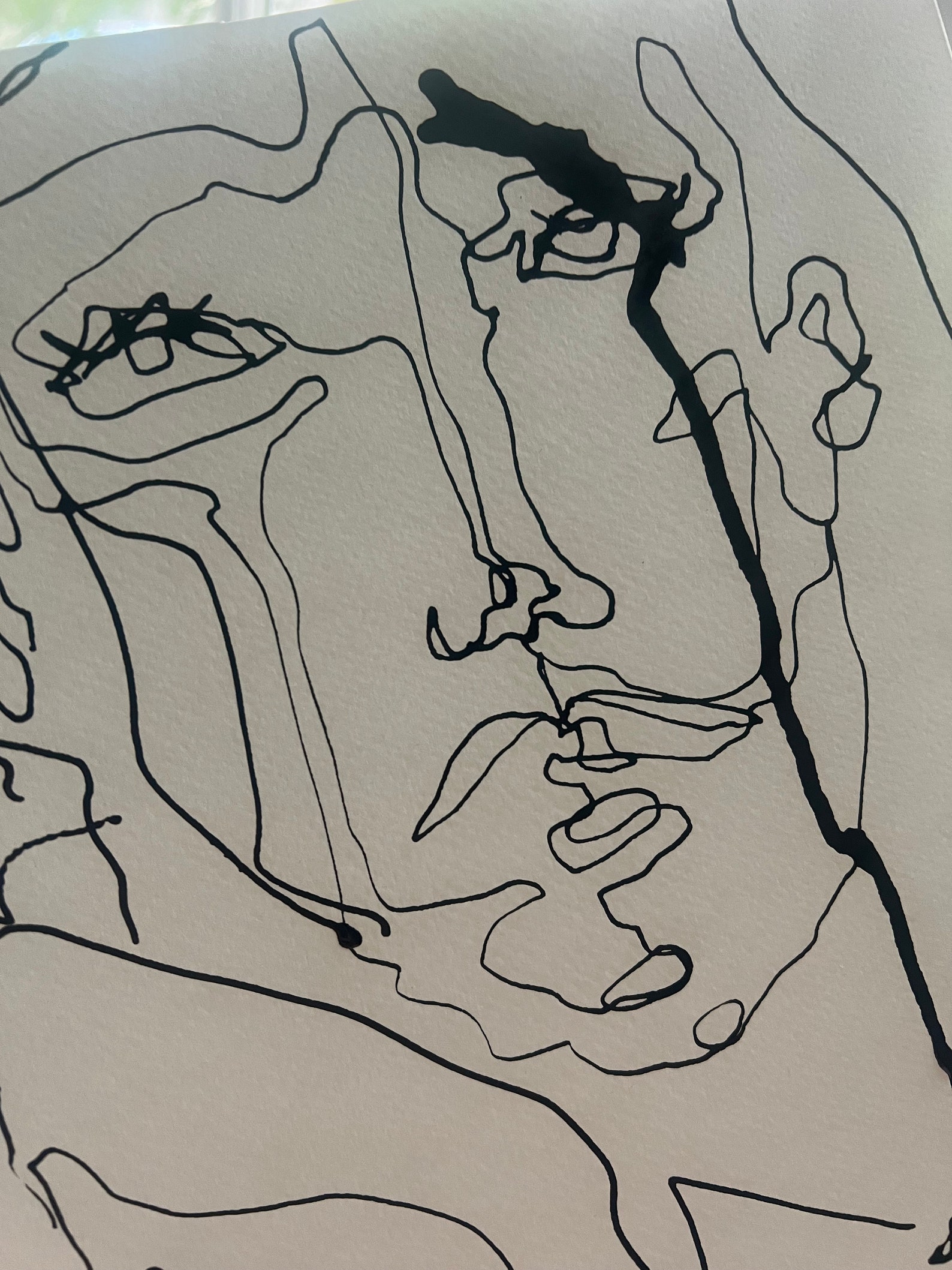 A3 Abstract Hand Drawn Ink Faces, Continuous Line Original Artwork - Etsy