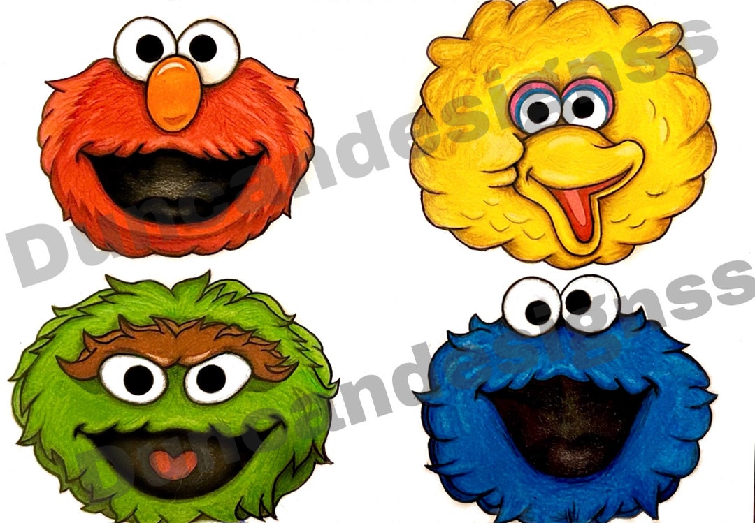 Elmo Big Bird Oscar Cookie Monster Print - Etsy