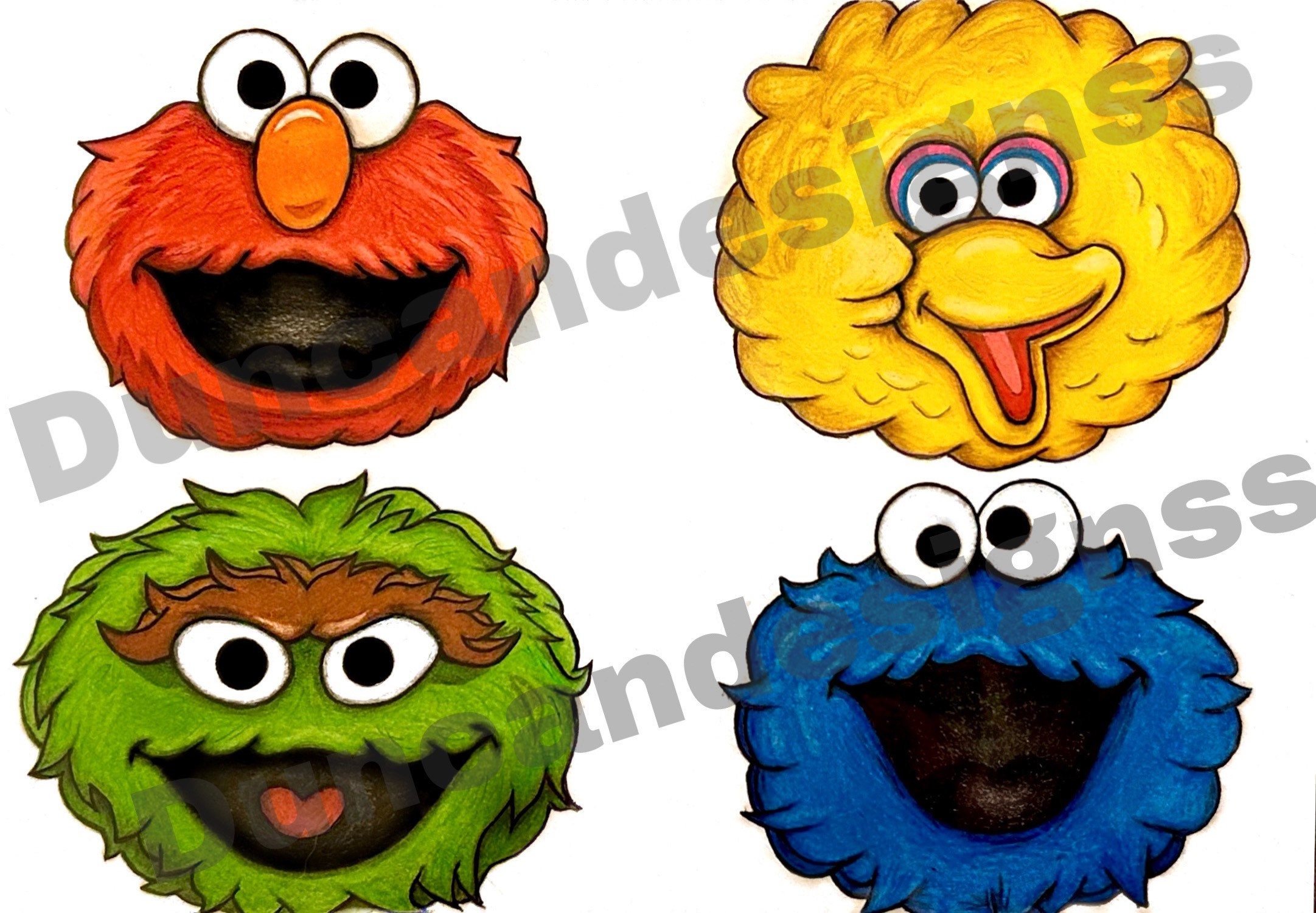 Elmo Big Bird Oscar Cookie Monster Print - Etsy