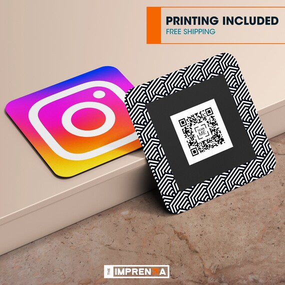 Social Cards With QR Code Square Rounded Custom Printed | Etsy