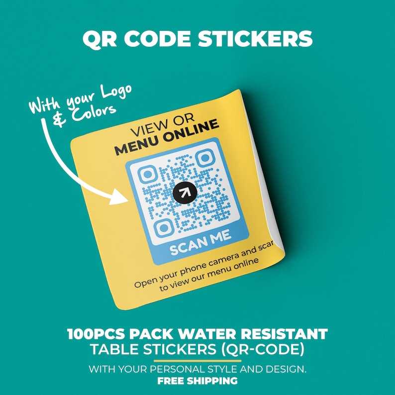 QR Code Scan Sticker, QR Menu for Restaurants, Custom QR Code Labels ...