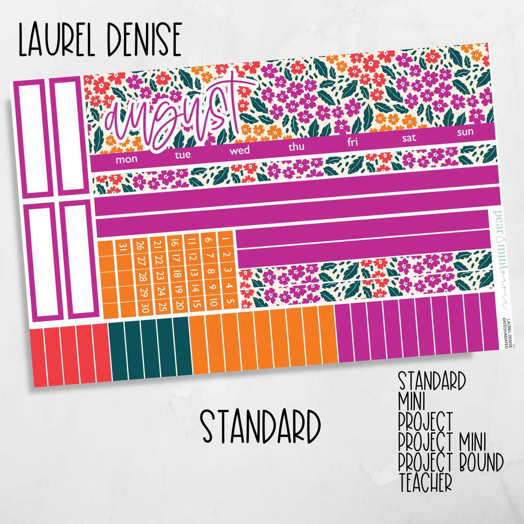 55 LAUREL DENISE Planner Stickers, Planner Kit, LD Sticker Kit, August ...