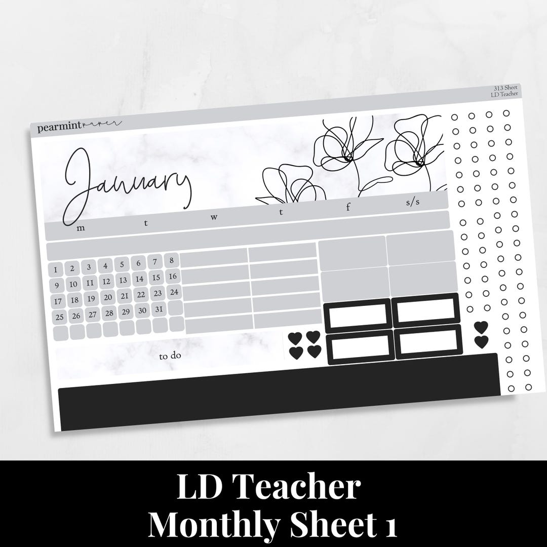 313 LD TEACHER, January Monthly Kit, Weekly Kits, 313 BW Minimal ...