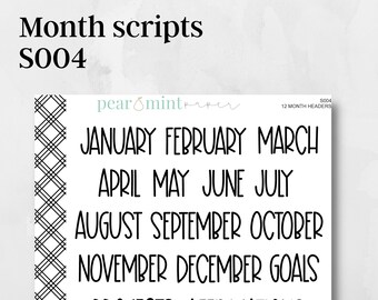 2564months of the Year Script Planner Stickers. - Etsy