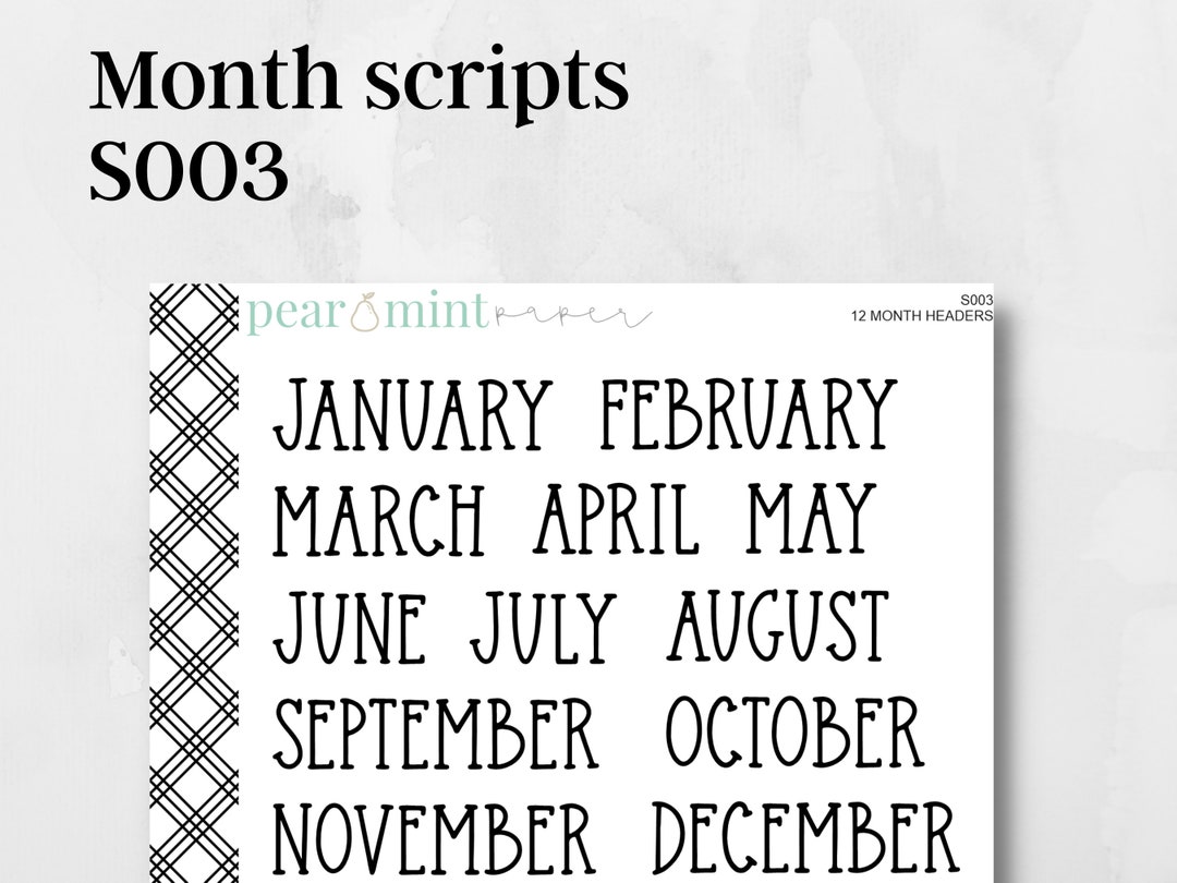 S003, MONTH SCRIPT, Monthly Script, Monthly Header, Month Header ...