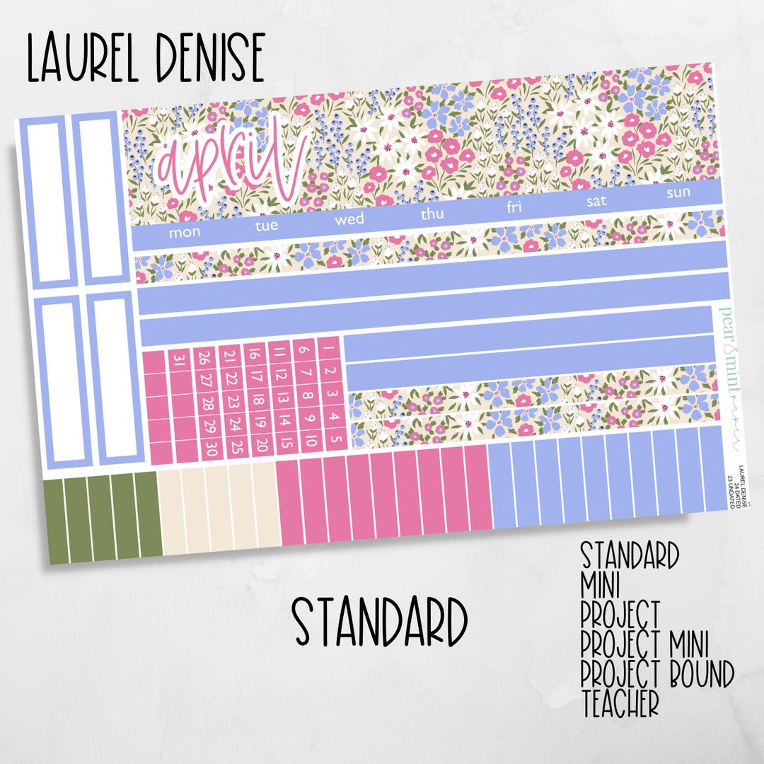 57 LAUREL DENISE Planner Stickers, Planner Kit, LD Sticker Kit, April ...
