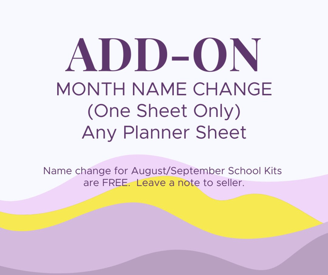 ADD-ON Month Name Change - One Sheet Only, Any Planner Sheet - Etsy