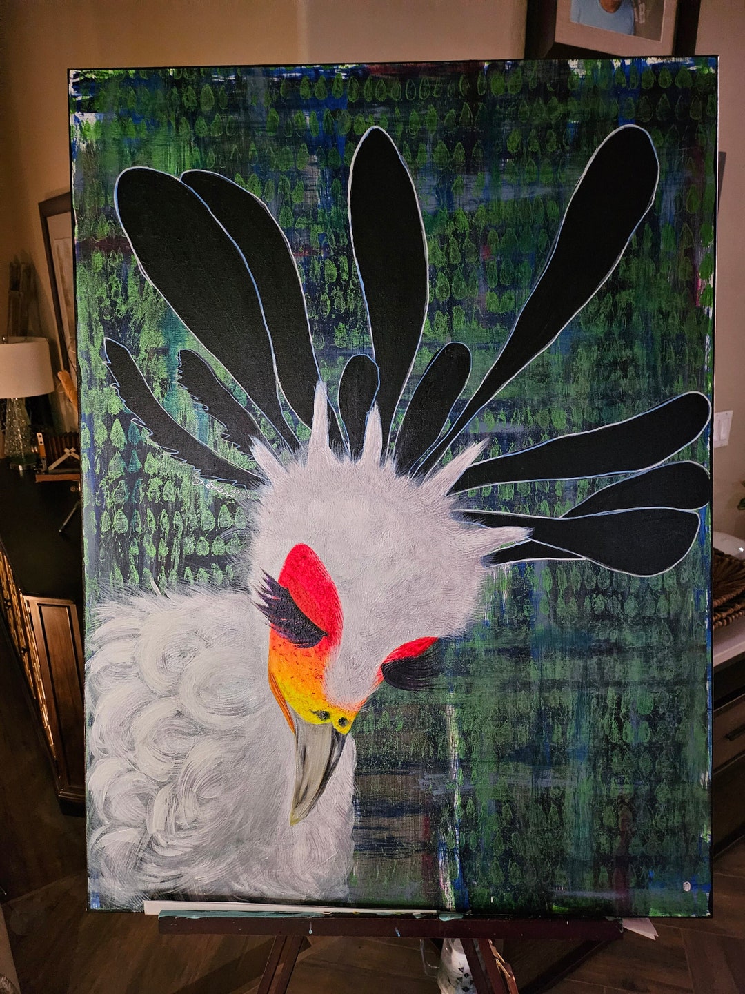 Coy Girl; Original Acrylic Painting of Secretary Bird of Africa. 30x40 ...