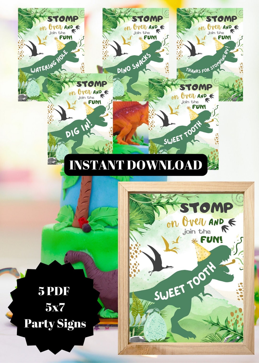 Instant Download Dinosaur Party Signs Dino Food Sign Birthday Party ...