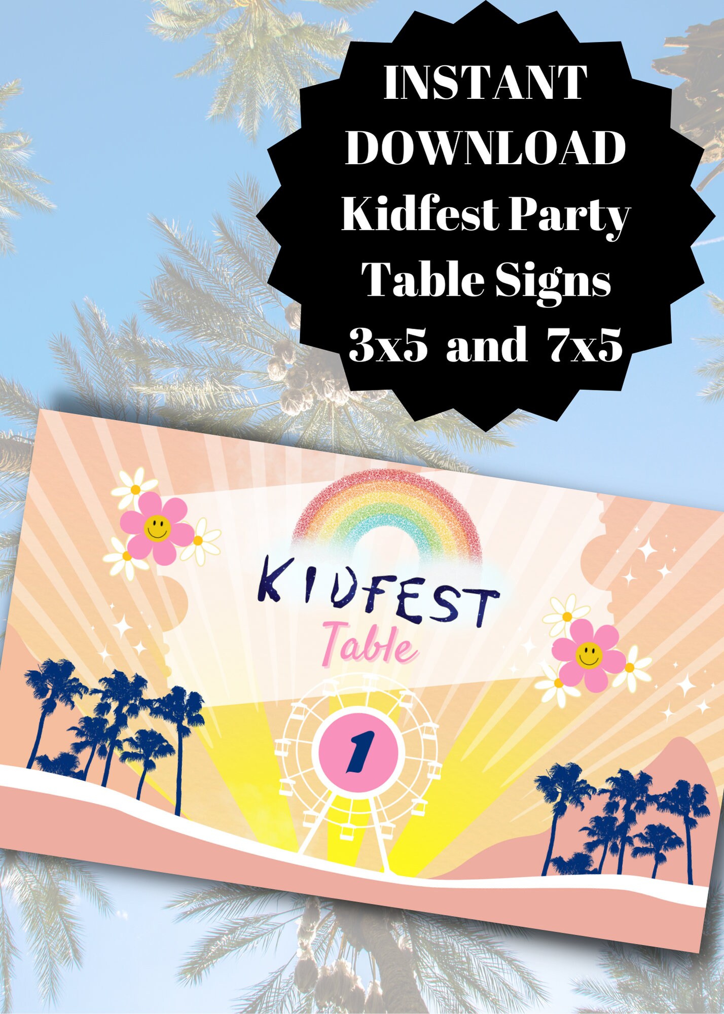 KIDFEST PARTY SIGNS Music Festival Party Table Numbers - Etsy