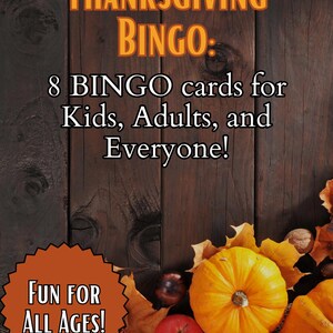 THANKSGIVING BINGO No Phone Fun Kid Games Adult Games - Etsy