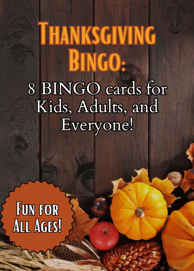 THANKSGIVING BINGO No Phone Fun Kid Games Adult Games - Etsy