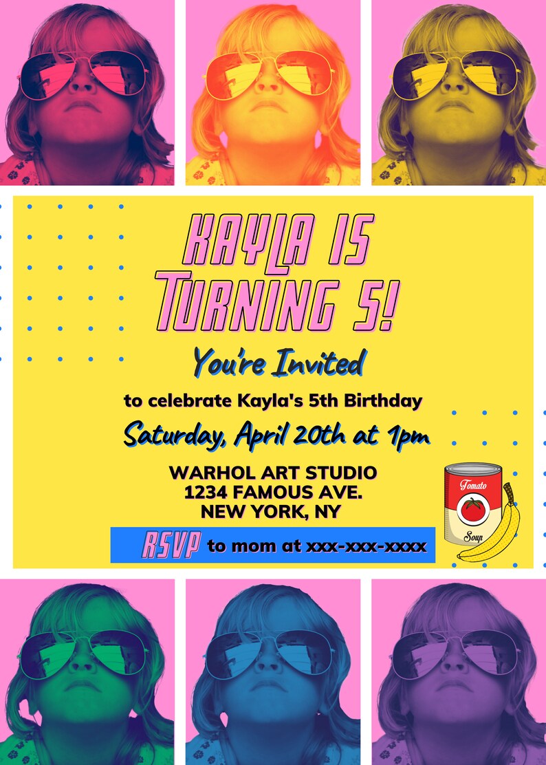 POP ART WARHOL Ish Digital Invitation - Etsy