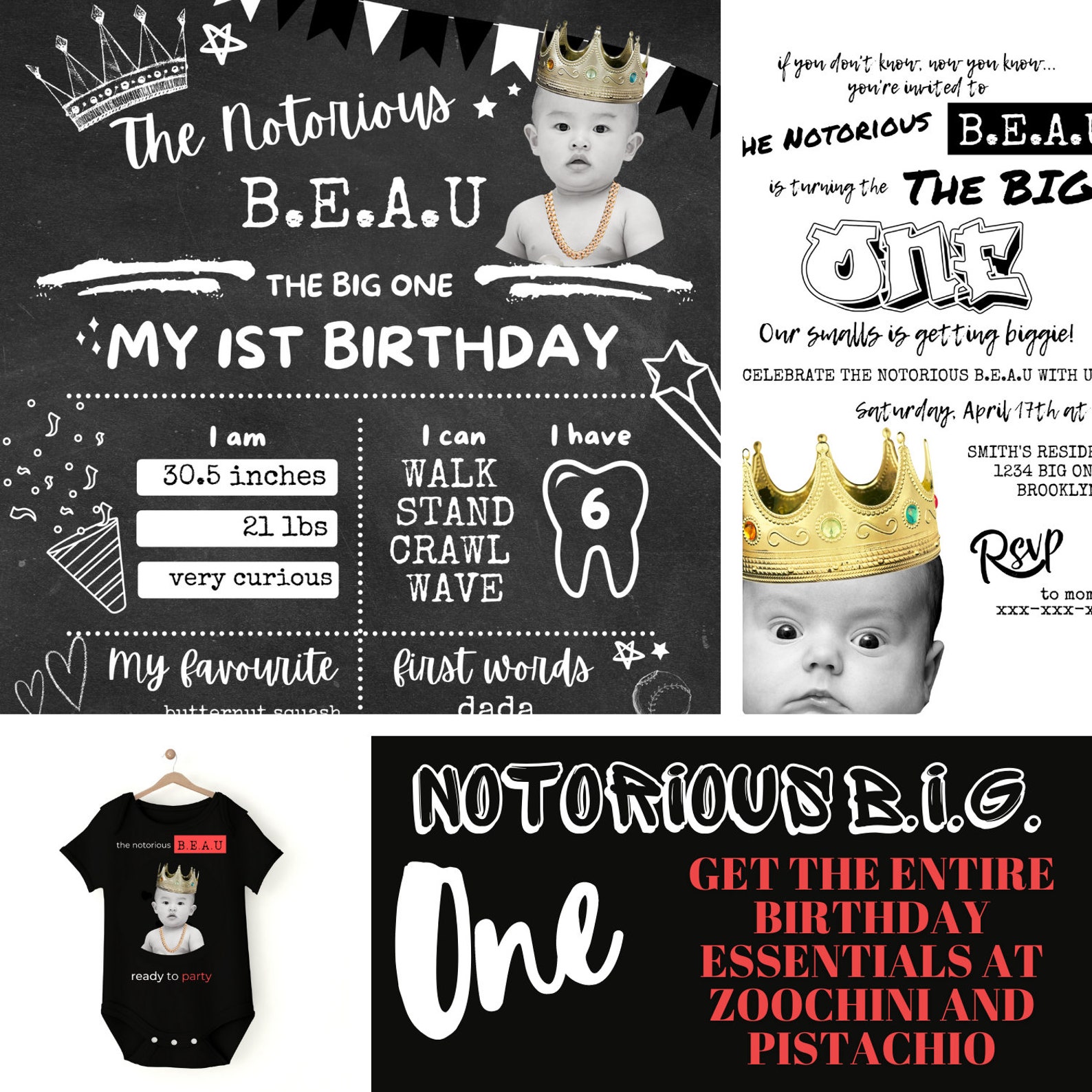 The Notorious BIG ONE Party Table Signs DIGITAL Files - Etsy