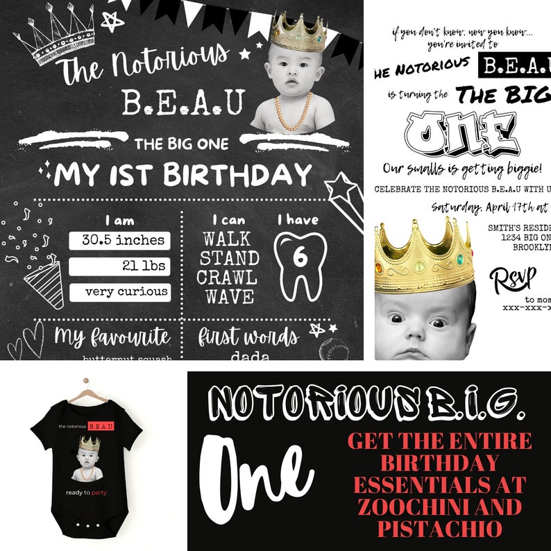 The Notorious BIG ONE Party Table Signs DIGITAL Files - Etsy