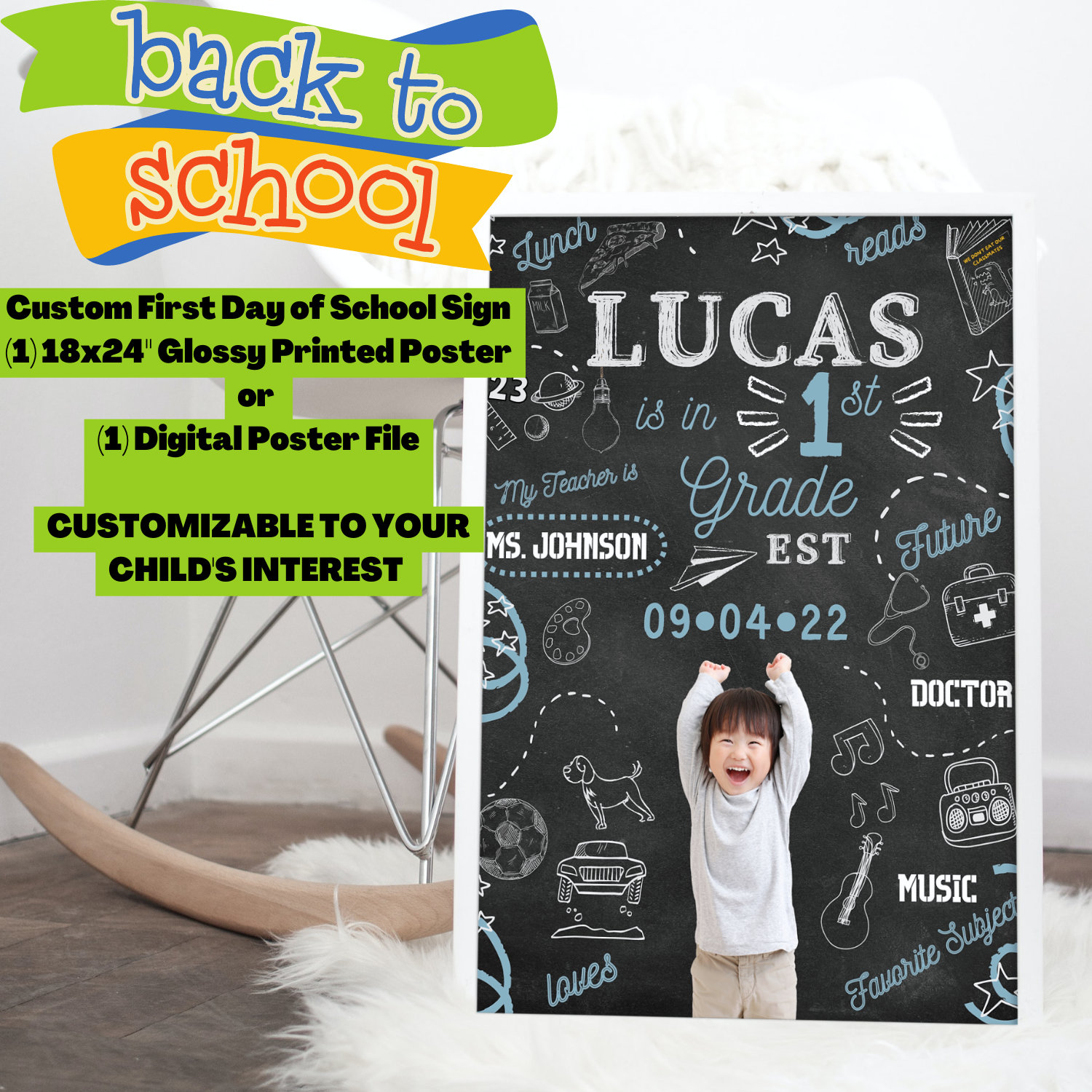 BACK TO SCHOOL First Day of School Sign Poster Digital or - Etsy