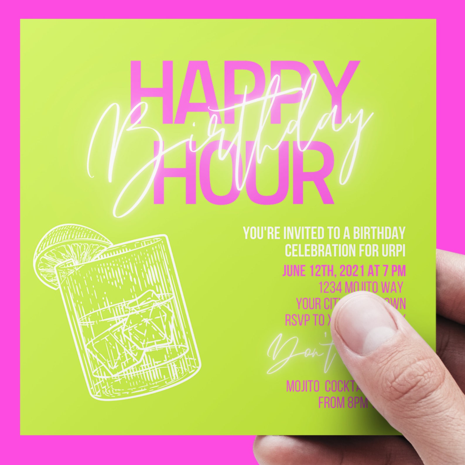 Happy Hour Birthday Celebration Digital Invitation - Etsy