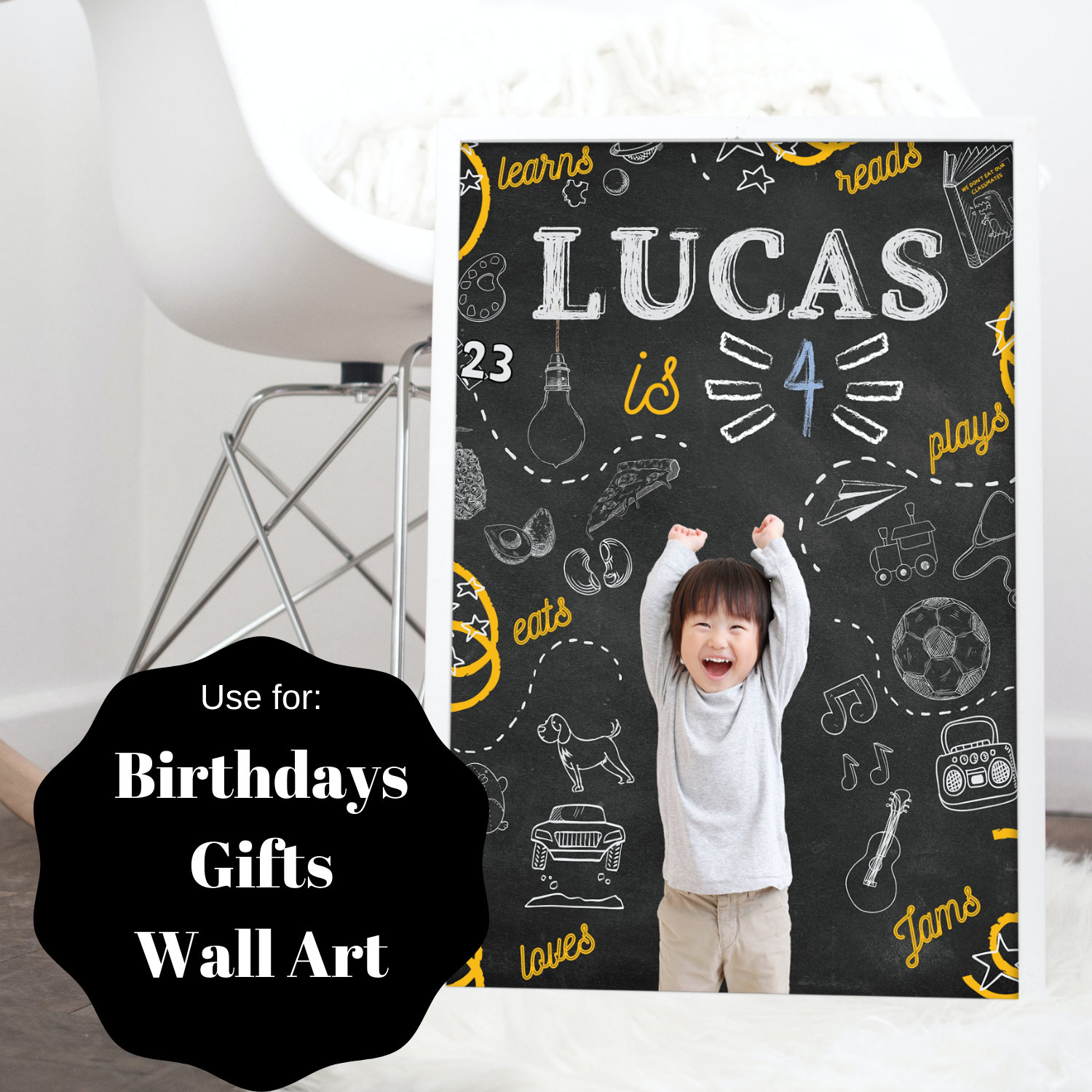 Personalized Children ART Birthday Milestone Digital Sign - Etsy