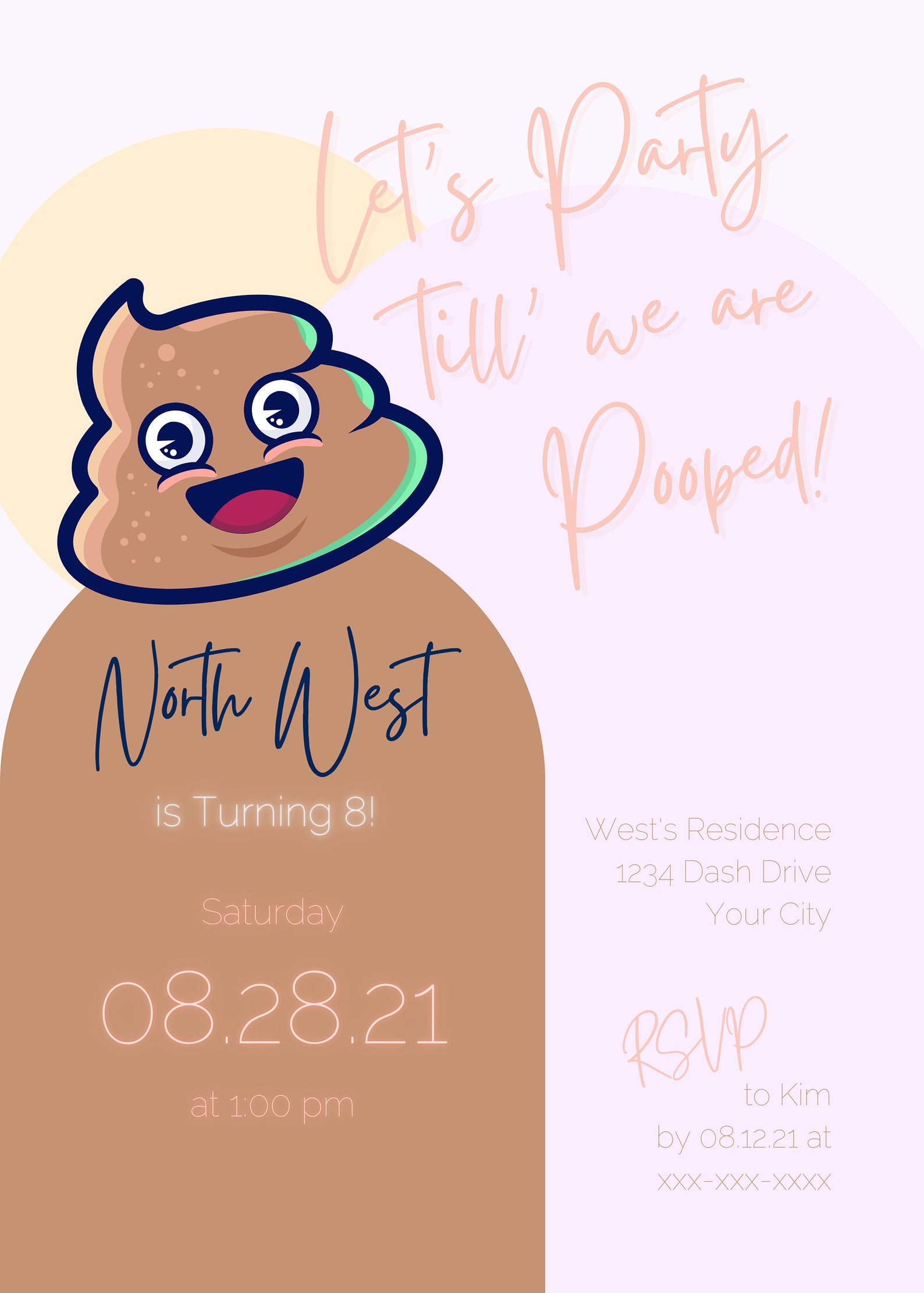 POOP PARTY BIRTHDAY Kardashian North West Trendy Birthday Emoji Digital ...