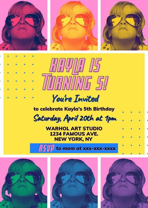 POP ART WARHOL Ish Digital Invitation - Etsy