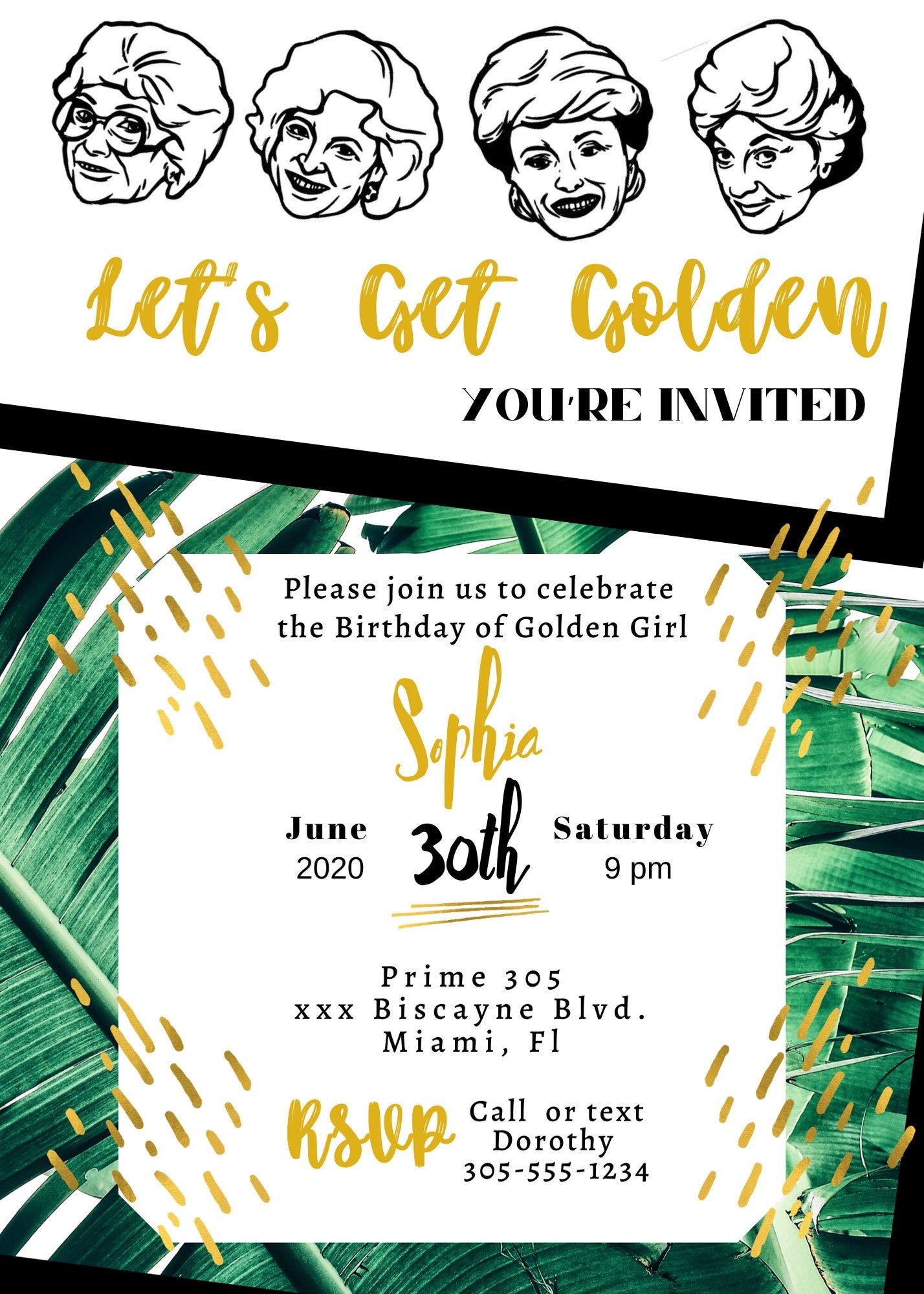 Golden Girls Party Invitation DIGITAL FILE ONLY 5x7 - Etsy