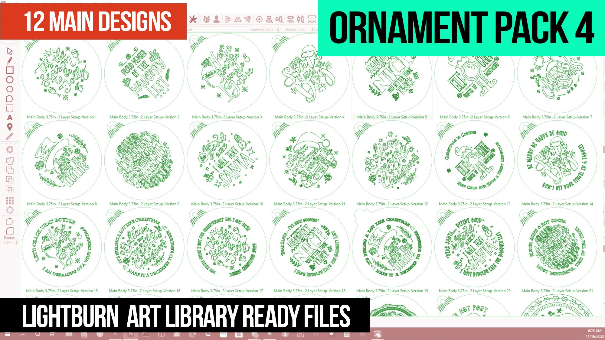 ORNAMENT PACK 4 - LIGHTBURN Ready Files for You Laser Cutter - (graphic ...