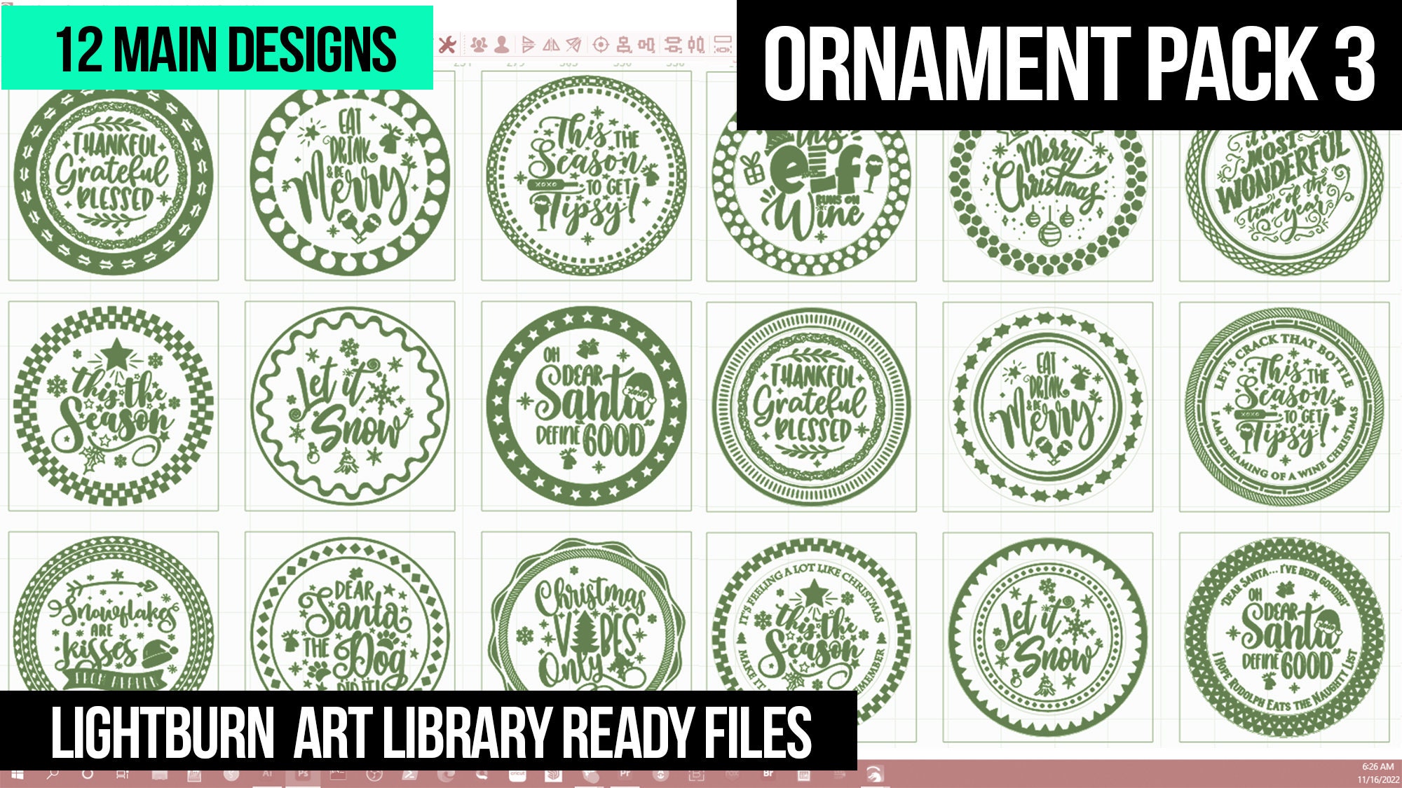 ORNAMENT PACK 3 - LIGHTBURN Ready Files for You Laser Cutter - (graphic ...