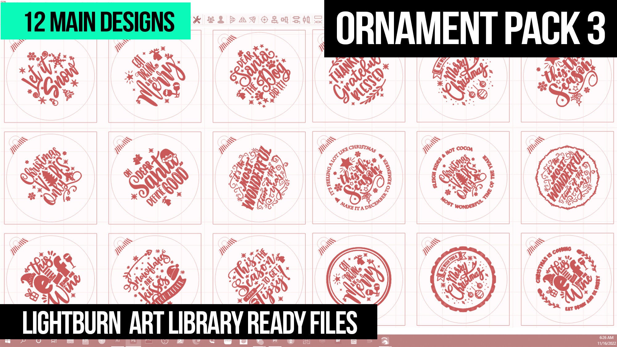ORNAMENT PACK 3 - LIGHTBURN Ready Files for You Laser Cutter - (graphic ...