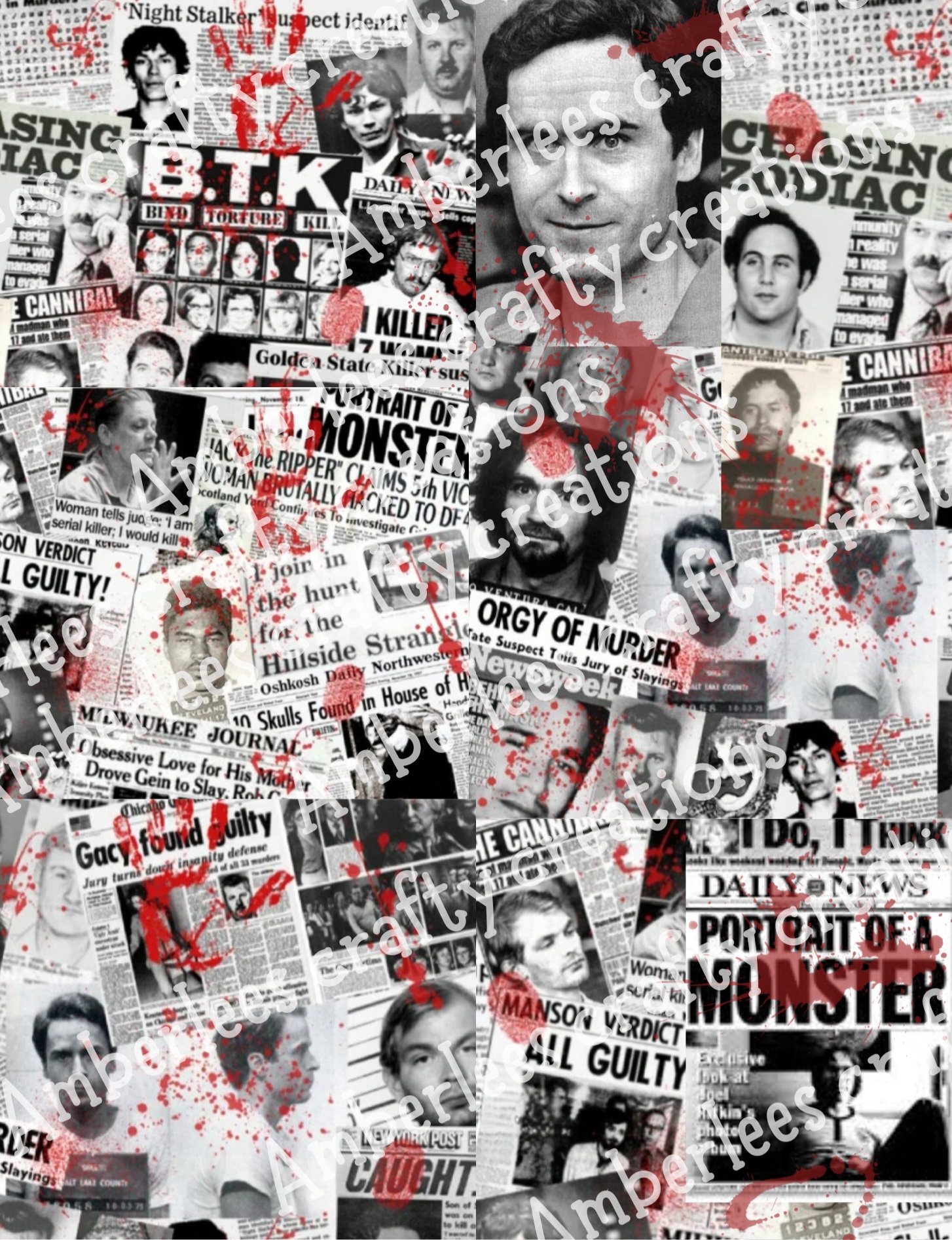 Serial Killer Newspaper Clippings Collage Download - Etsy