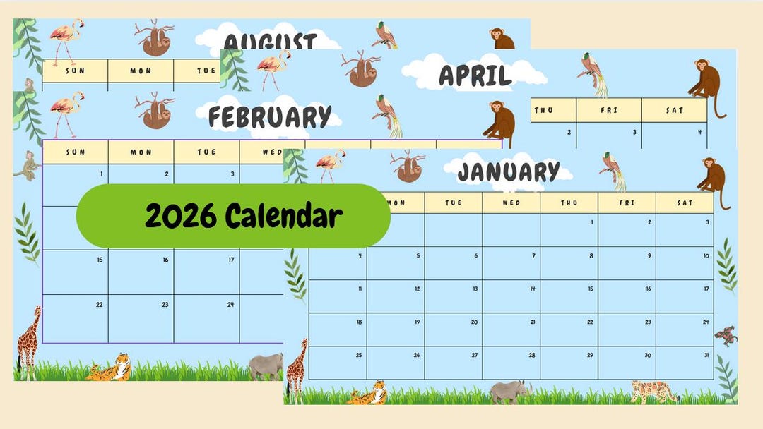 2026 Jungle Theme Calendar: Classroom Homeschool Planner (digital ...