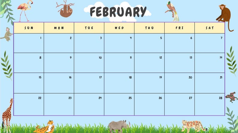 2026 Jungle Theme Calendar: Classroom Homeschool Planner (digital ...