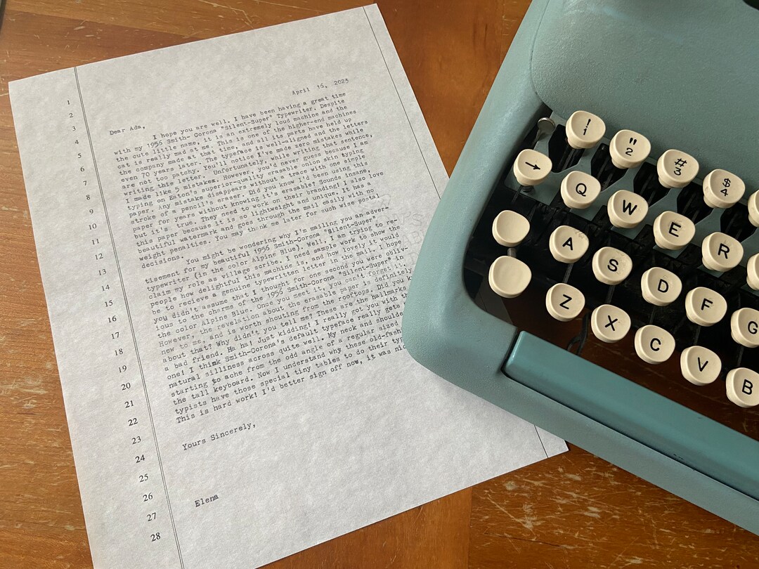 Custom Typewritten Letter for Birthdays, Anniversaries, and Other ...